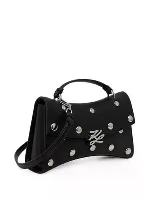 Karl Lagerfeld Stud-embellished Logo Crossbody Bag - Black