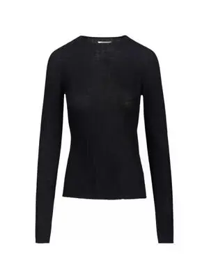Balenciaga Ribbed Knit Seamless Crew Neck Sweater - Blue