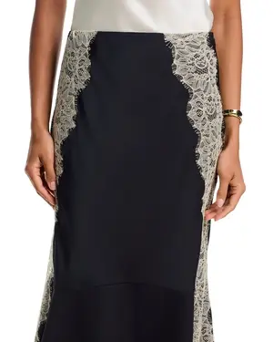 Cinq À Sept Esme Satin Skirt With Lace Detail