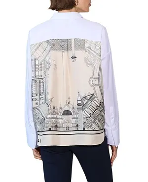 CALLAS MILANO Sirene Poplin Shirt With Venice Print Detail - Travertine/white