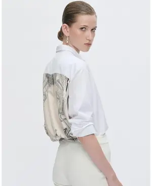CALLAS MILANO Sirene Poplin Shirt With Venice Print Detail - Travertine/white