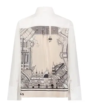 CALLAS MILANO Sirene Poplin Shirt With Venice Print Detail - Travertine/white