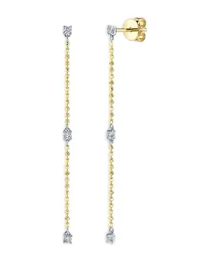 MOON & MEADOW 14k White And Yellow Gold Diamond Linear Drop Earrings - White/gold