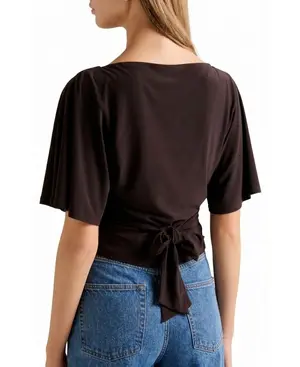 EVER NEW Paige Flutter Sleeves Tie Back Top