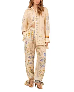 Agua Bendita Anastasia Embroidered Linen Blend Shirt