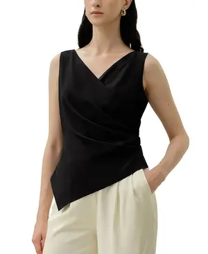 Lilysilk Elise V-neck Silk Top - Black