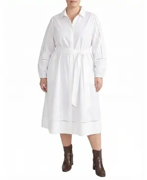 Universal Standard Plus Claire Stretch Poplin Shirtdress - White