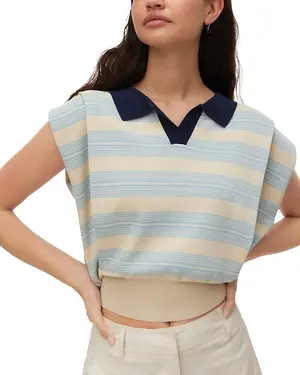 Vero Moda Sleeveless Polo Neck Pullover Sweater - Navy/birch