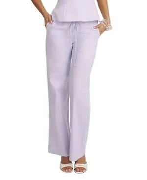 MISS CIRCLE NEW YORK Laureen Linen Straight Pants - Lavender