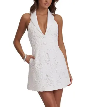 MISS CIRCLE NEW YORK Ignacia Cotton Lace Halter A-line Mini Dress