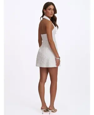 MISS CIRCLE NEW YORK Ignacia Cotton Lace Halter A-line Mini Dress