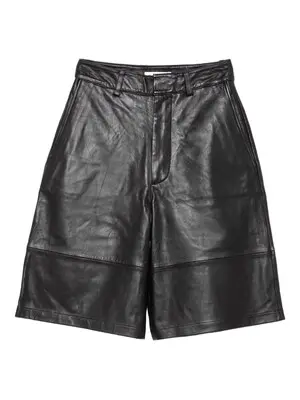 THE FRANKIE SHOP Leather Bermuda Shorts - Brown
