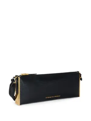 Elisabetta Franchi Faux Leather Shoulder Bag With Lizard Print - Black