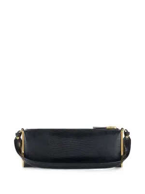 Elisabetta Franchi Faux Leather Shoulder Bag With Lizard Print - Black