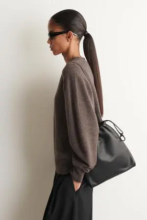 Cos Leather Drawstring Crossbody Bag