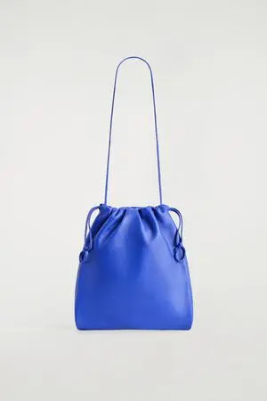 Cos Drawstring Crossbody Bag Leather - Blue