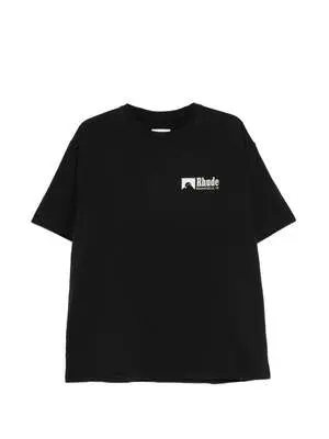 Rhude Logo Chest Crew Neck T-shirt In 100% Cotton - Nero