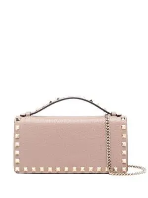 Valentino Garavani Platinum-finish Studded Mini Leather Shoulder Bag - Rosa