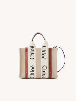 Chloé Linen Mini Tote Bag With Logo Straps - Bianco