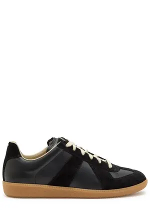 MAISON MARGIELA Replica Panelled Leather Sneakers - Black
