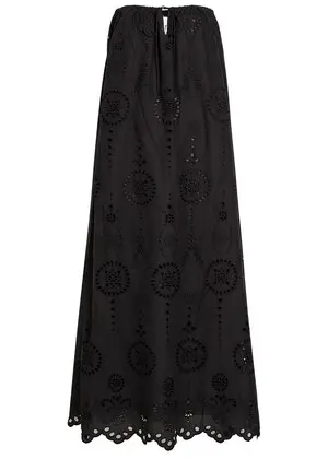 Matteau Broderie Anglaise Cotton Midi Dress - Black