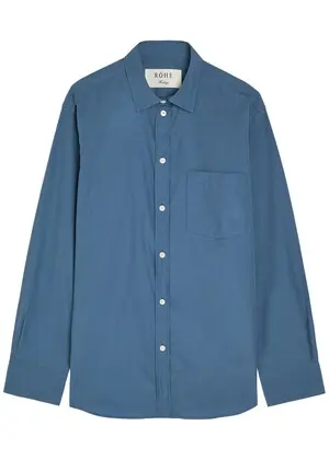 RÓHE Cotton Shirt With Chest Pocket - Blue
