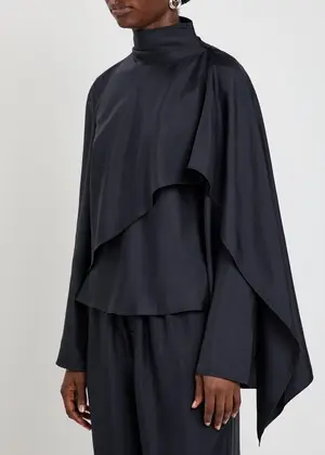 RÓHE Draped Asymmetric Silk Top