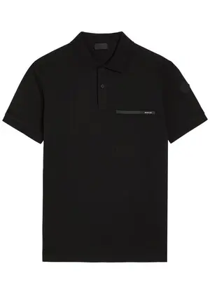 Moncler Logo-appliquéd Piqué Cotton Polo Shirt - Black