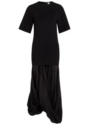 TOTEME Layered Cocoon-skirt Knit Midi Dress - Black