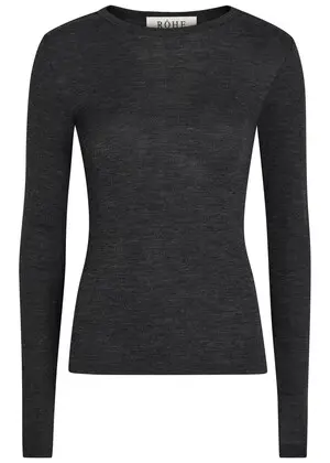 RÓHE Melange Knit Long Sleeve Wool Top