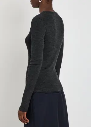 RÓHE Melange Knit Long Sleeve Wool Top