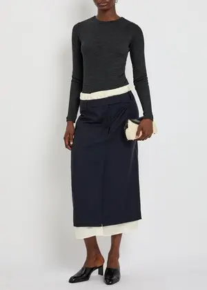 RÓHE Melange Knit Long Sleeve Wool Top
