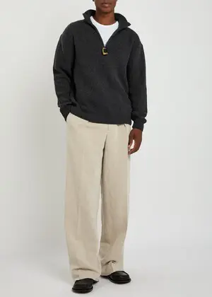 JW Anderson Pleated Wide-leg Linen-blend Trousers