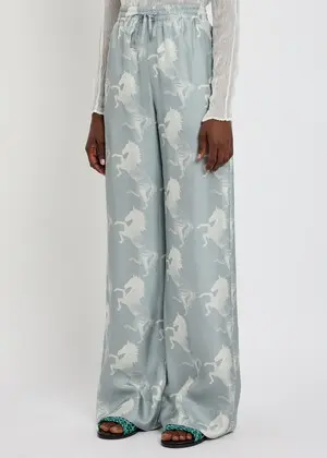Stella McCartney Printed Wide-leg Silk Trousers