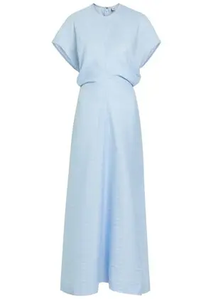TOTEME Plissé Woven Midi Dress - Light Blue