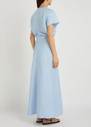 TOTEME Plissé Woven Midi Dress - Light Blue