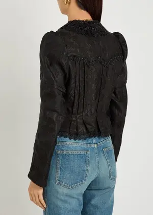 Chloé Floral Jacquard Lace-trimmed Cropped Jacket