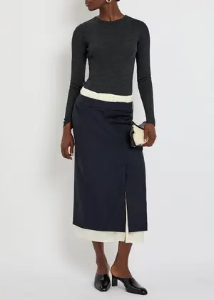 RÓHE Layered Wool Midi Skirt