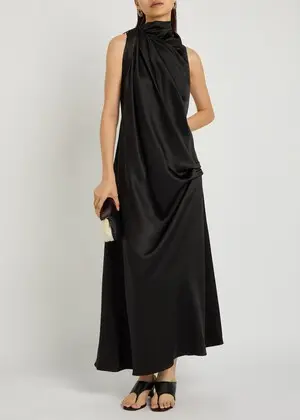 HEIRLOME Kate Draped Silk Midi Dress