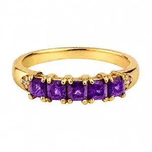 BELINDA JEWELZ Gold Amethyst Princess Cut Ring - Gold/purple