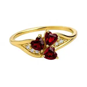 BELINDA JEWELZ Gold Vermeil Triple Heart Garnet Ring - Gold/red