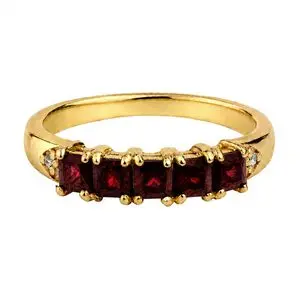 BELINDA JEWELZ Red / Gold Garnet Princess Cut Birthstone Ring - Red/gold