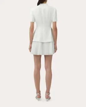 Simkhai Leah Crepe Pleated Blazer Mini Dress