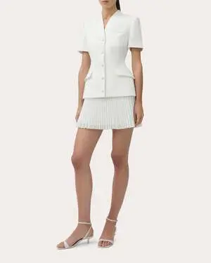 Simkhai Leah Crepe Pleated Blazer Mini Dress