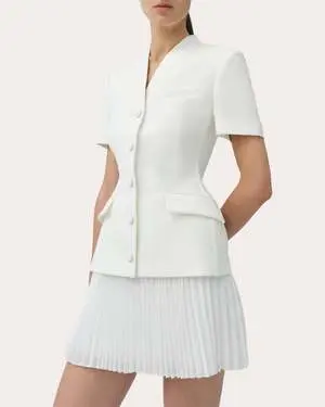 Simkhai Leah Crepe Pleated Blazer Mini Dress