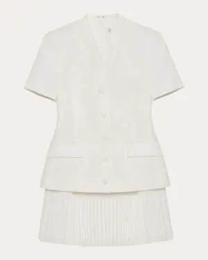 Simkhai Leah Crepe Pleated Blazer Mini Dress