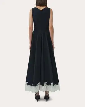 Simkhai Mira Faille Lace Fit & Flare Dress - Black