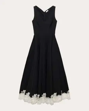Simkhai Mira Faille Lace Fit & Flare Dress - Black