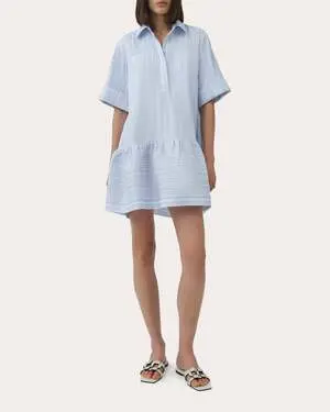 Simkhai Cris Stripe Drop-waist Shirt Dress - Blue
