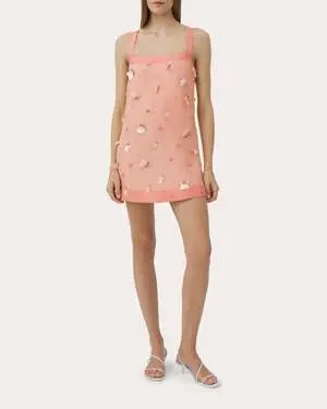 Simkhai Embellished Organza Mini Shift Dress